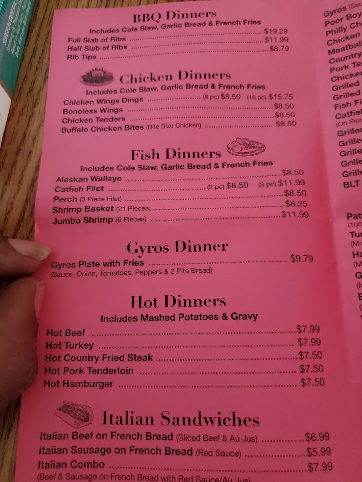 Carta de Poor Boy Restaurant, Kankakee