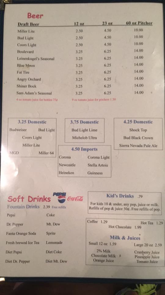 Menu at Roadhouse Vermillion restaurant, Vermillion, 911 E Cherry St