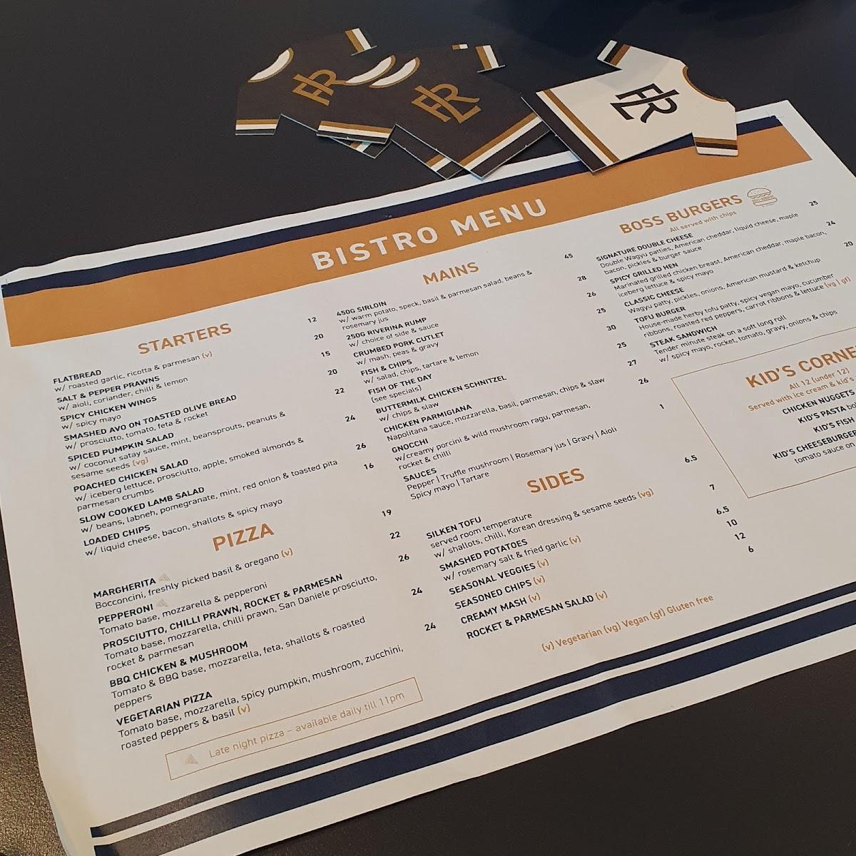 Menu at The Locker Room pub & bar, Sydney Olympic Park