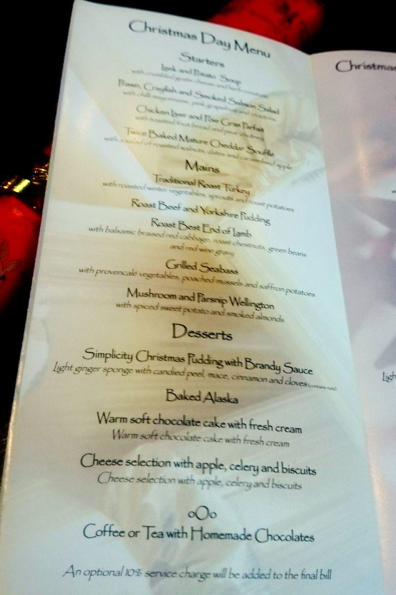 Menu at Simplicity restaurant, London