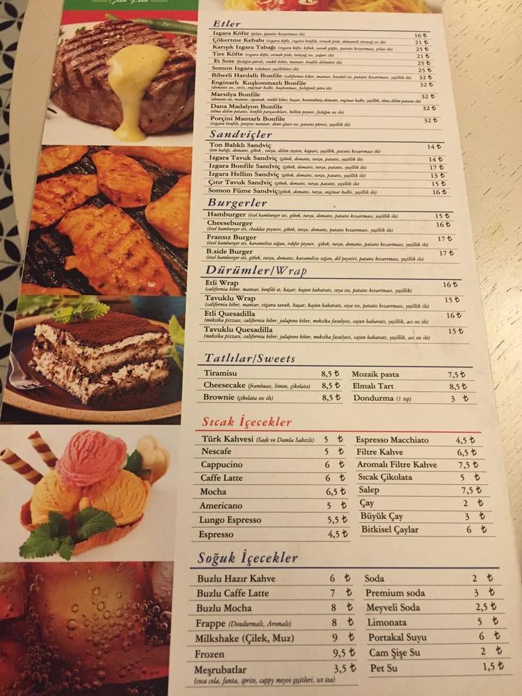Menu at B. Side Cafe, Istanbul, Barbaros Blv. No:91