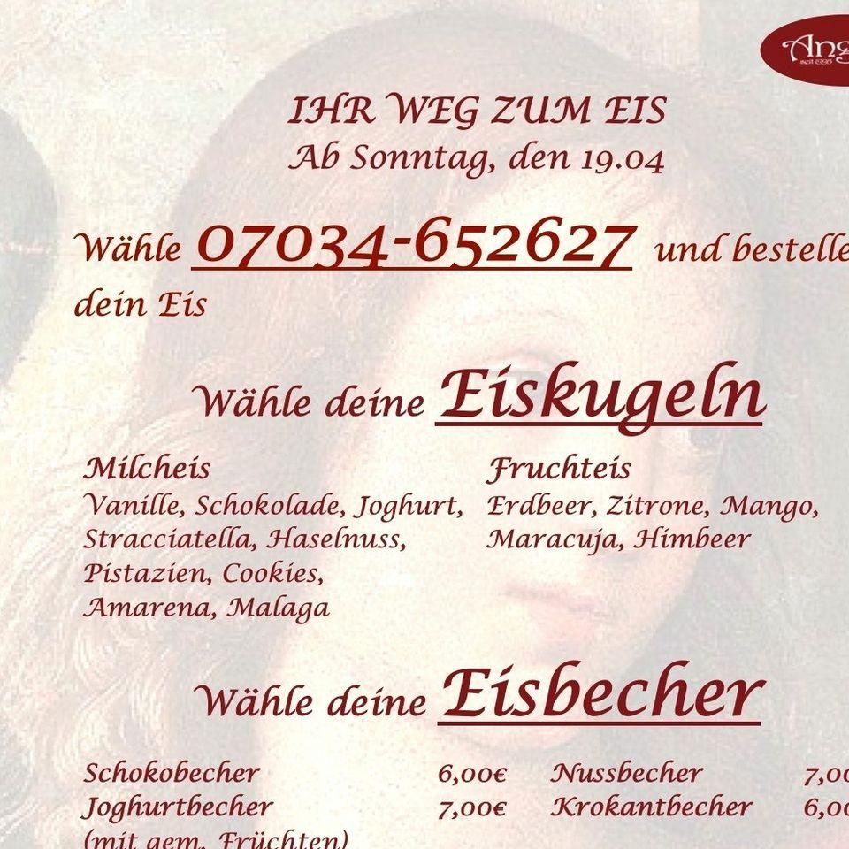 Speisekarte von Eiscafė Angelo Aidlingen restaurant, Aidlingen ...