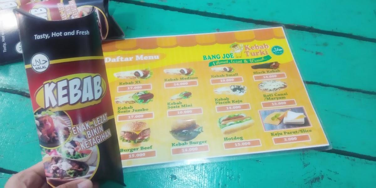 Menu at Kebab Turki Bang Joe restaurant, Depok