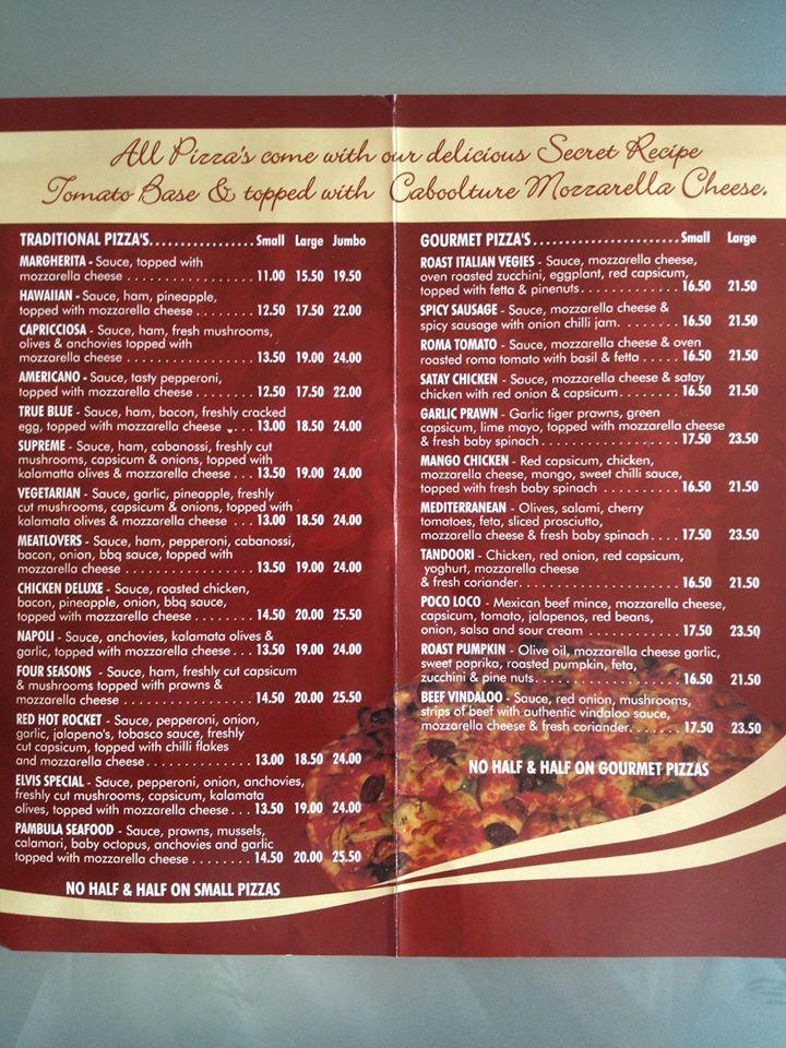 Menu at Pambula Pizza fast food, Pambula