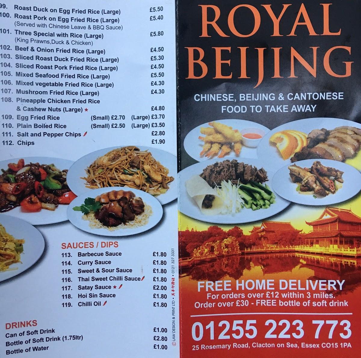 Menu at Royal Beijing fast food, Clacton-on-Sea