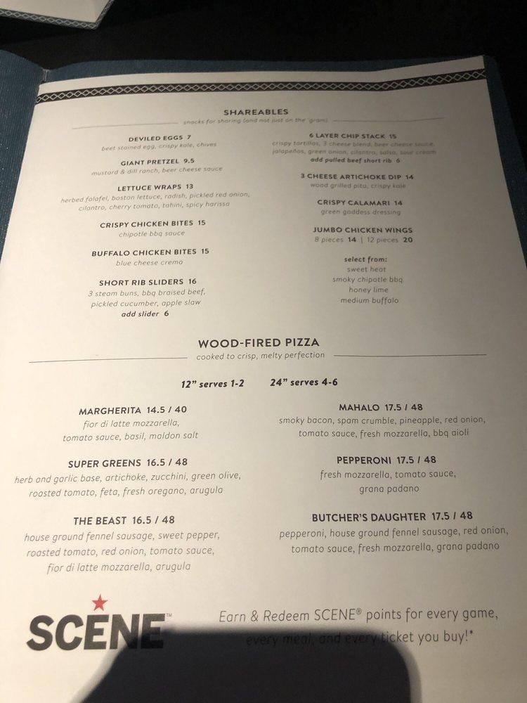 Menu at The Rec Room restaurant, Calgary