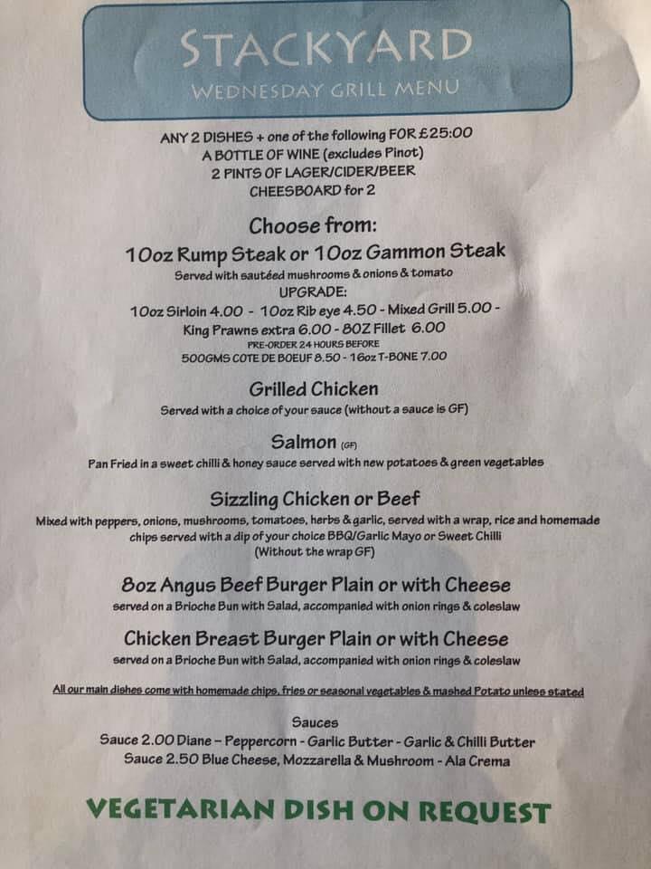 Menu at The Stackyard pub & bar, Houghton le Spring