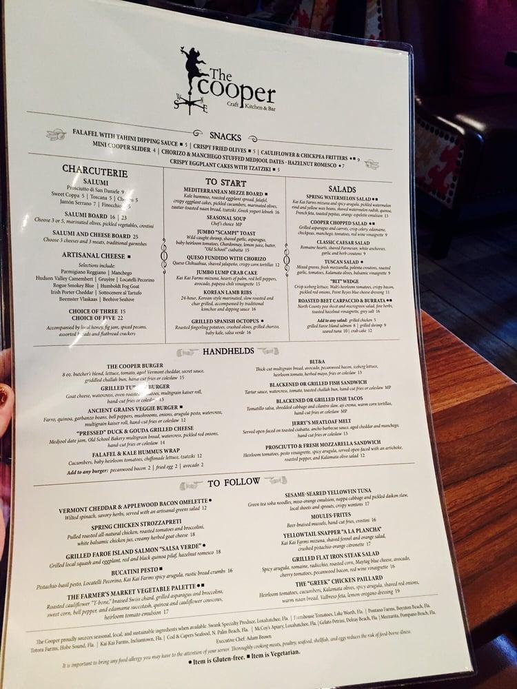 Menu at The Cooper pub & bar, Palm Beach Gardens