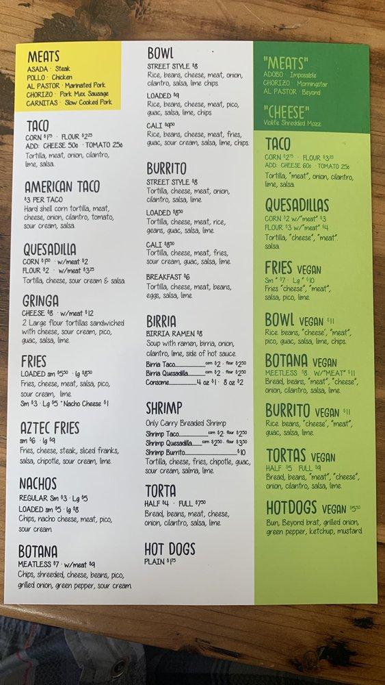 Menu at taco bros restaurant, Wyandotte