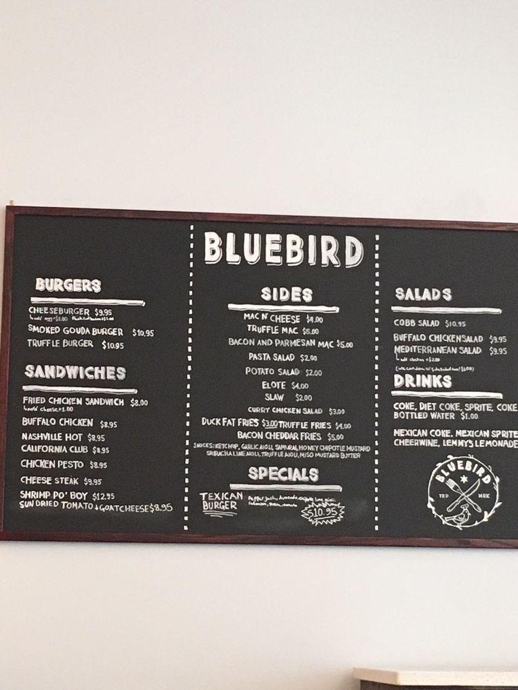 Menu at Bluebird restaurant, Chicago, N Clark St