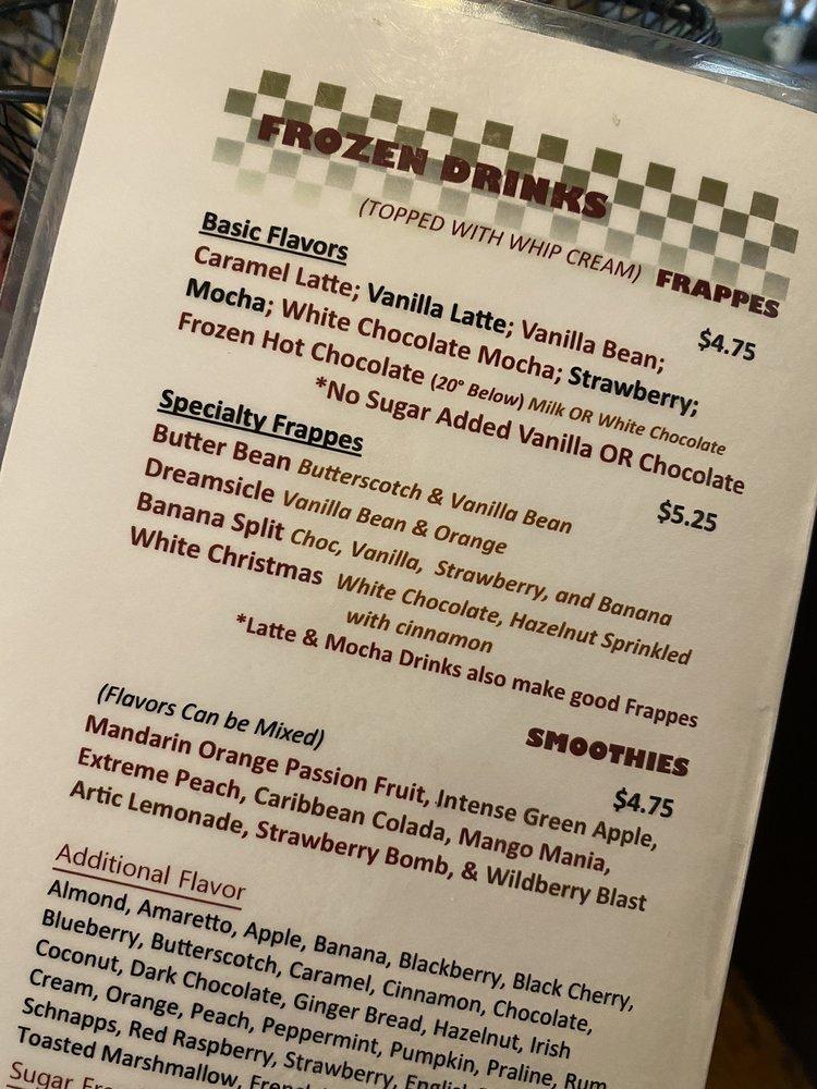 Menu at The Coffee Break cafe, Shelbyville