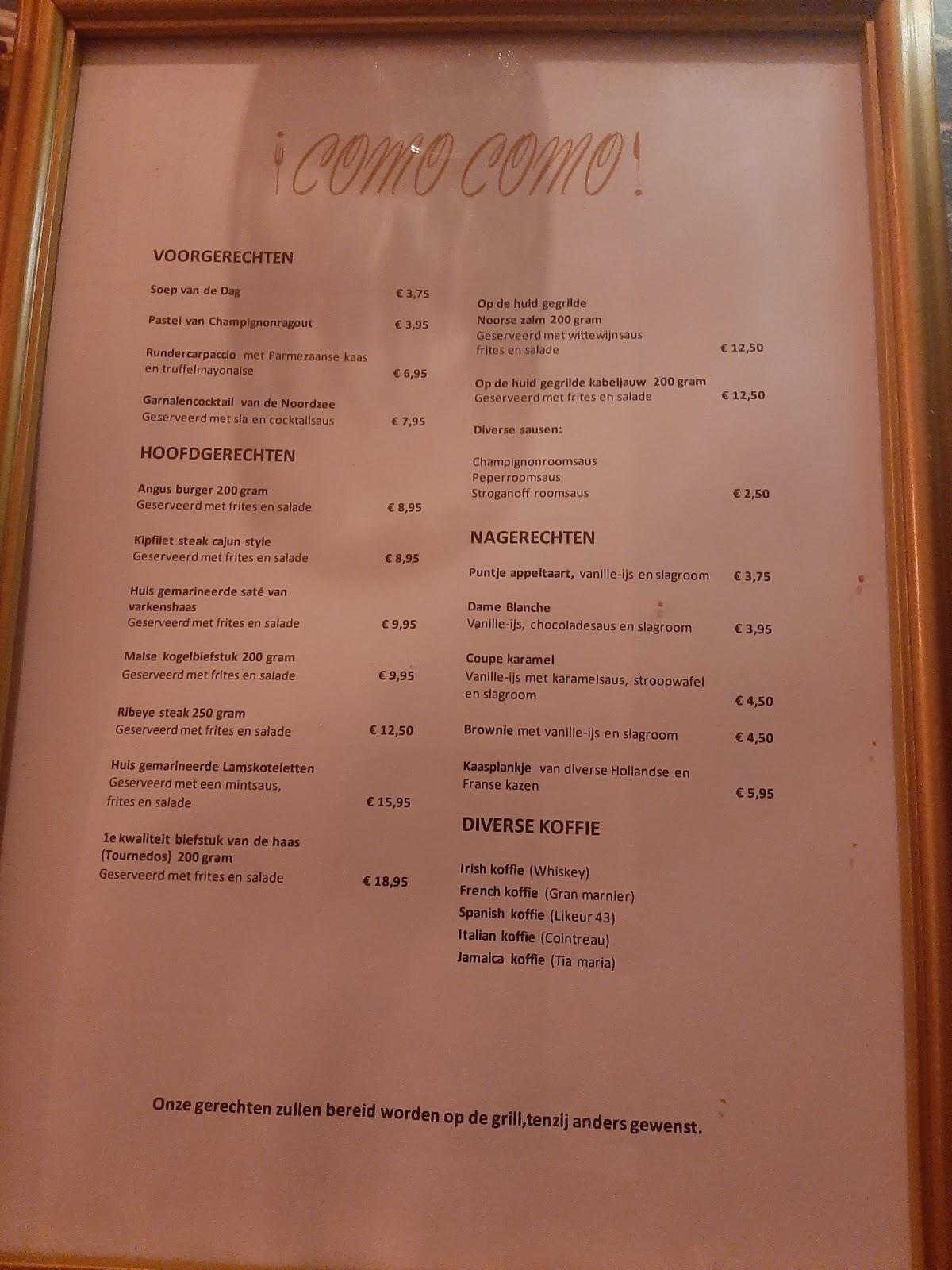 Menu at Como Como restaurant, Catral, C. Pascual Guerrero Culiañez