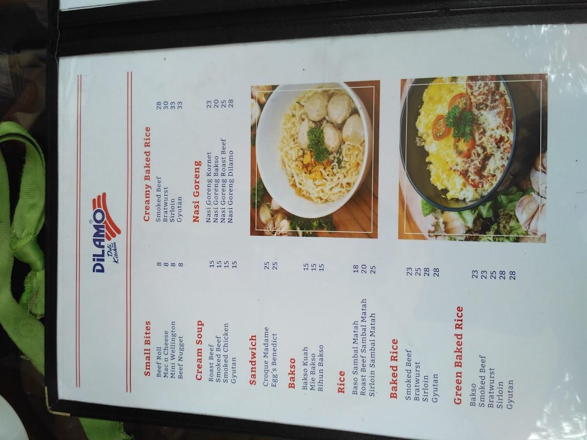 Menu at DILAMO cafe, Bandung