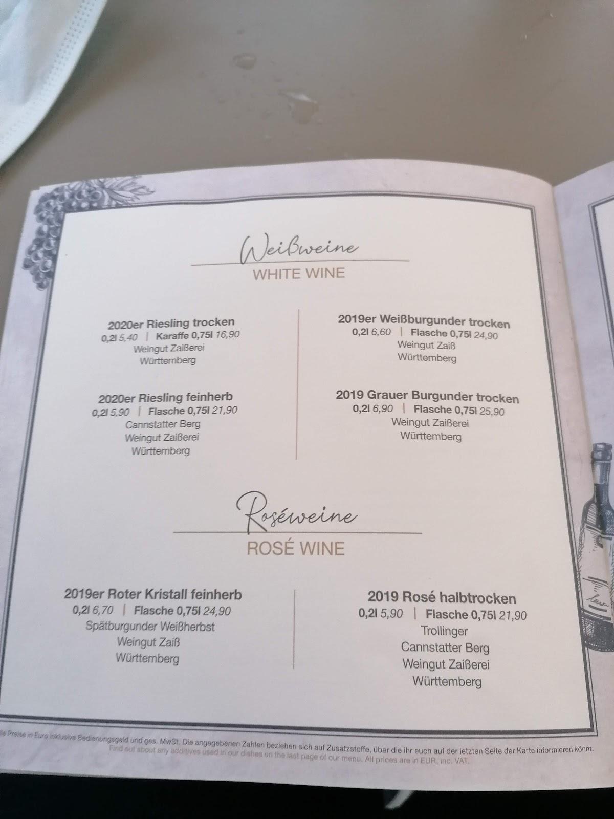Menu at Palast der Republik, Stuttgart