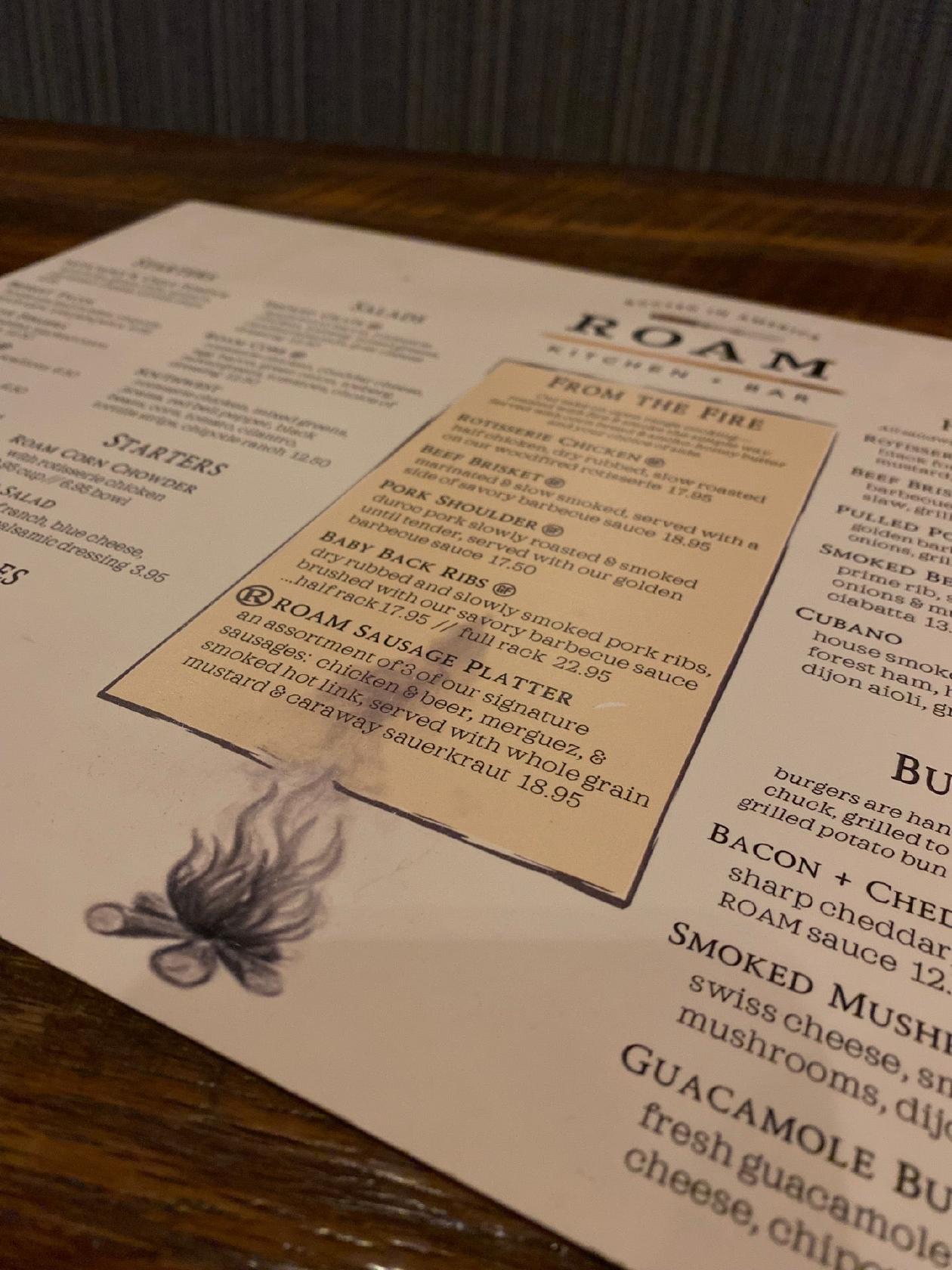 Menu at ROAM Kitchen + Bar, Sioux Falls