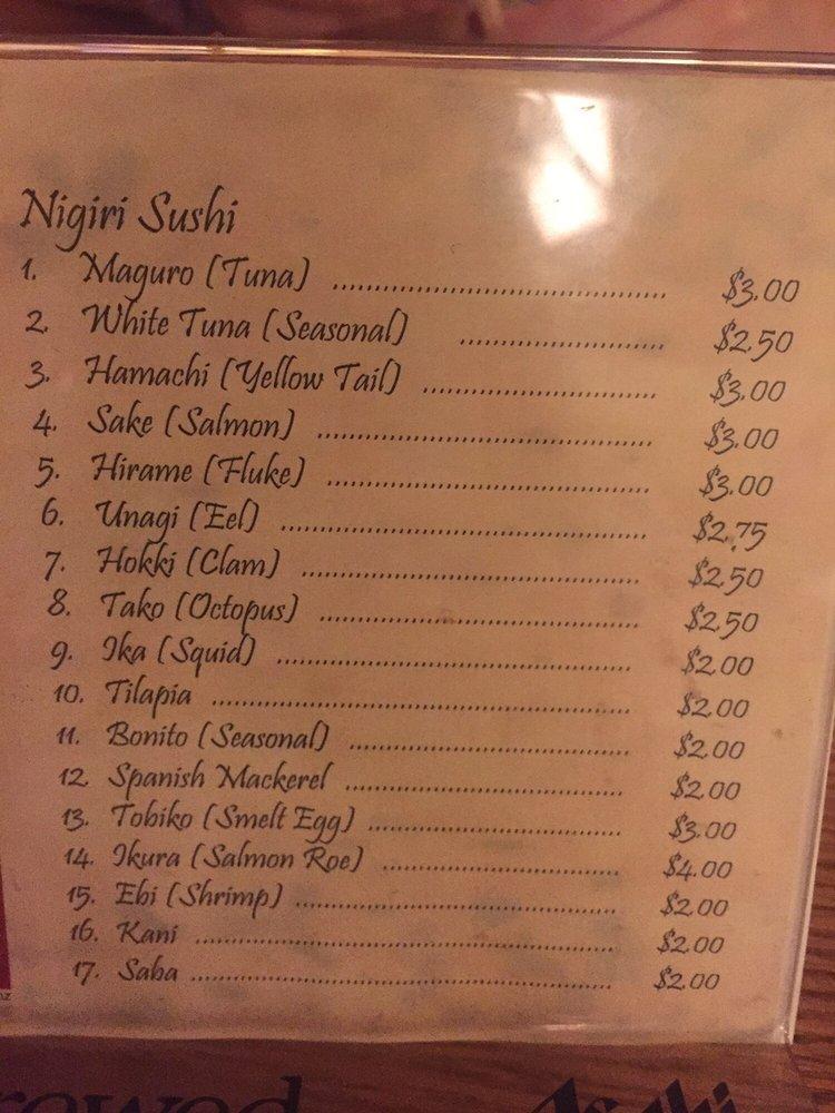 Menu at Shogi Japanese Restaurant, Westbury