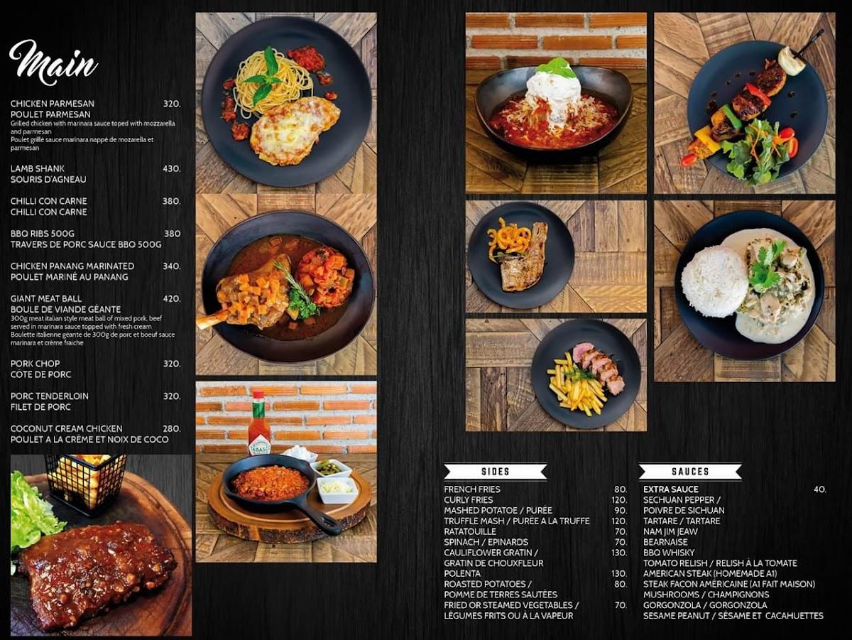 Menu at The Bull restaurant, Pattaya City