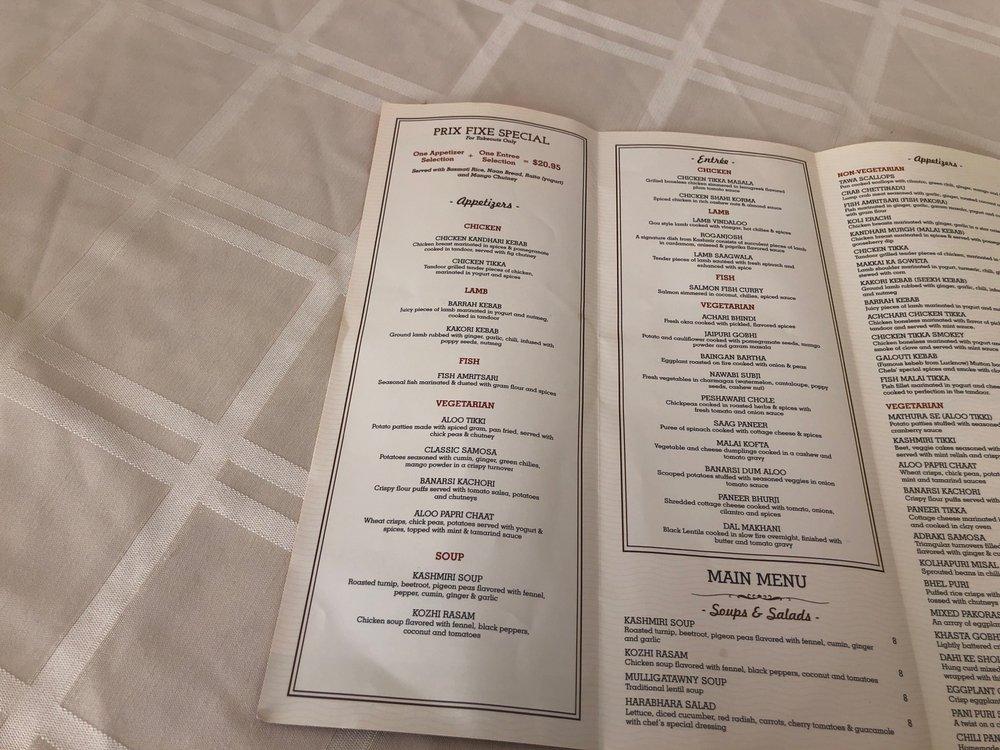Menu at Benares - Modern Indian Restaurant & Caterers, Wyckoff