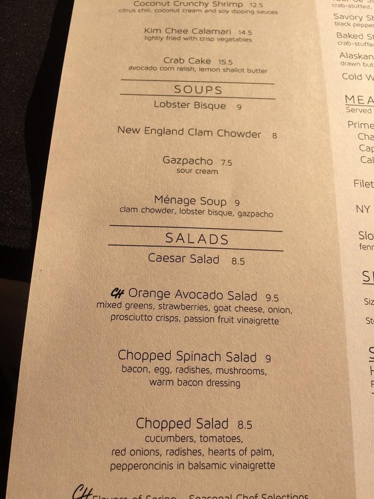 Menu at Chart House steakhouse, Encinitas, S Coast Hwy 101