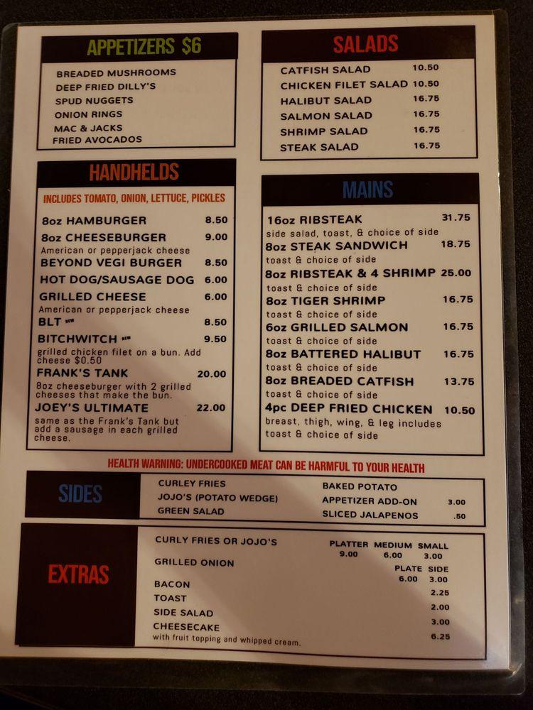 Menu at Frontier Bar & RV, Rexford, 102 Kootenai Rd