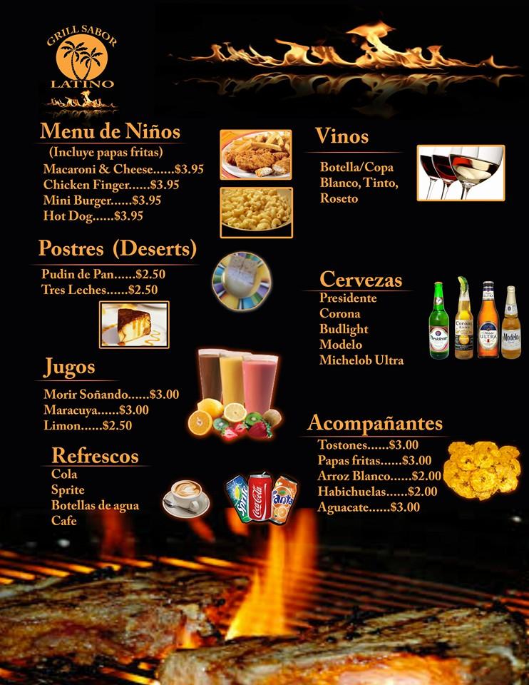Menu at Grill Sabor Latino restaurant, Winter Park