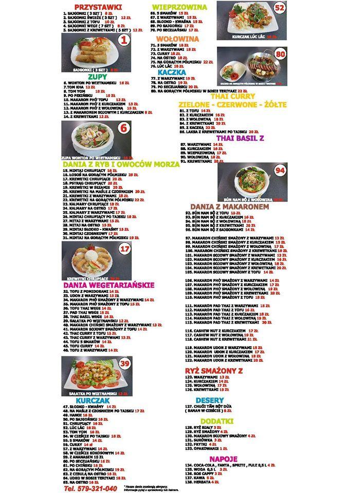 Menu at Wok Wiet Bar, Warsaw