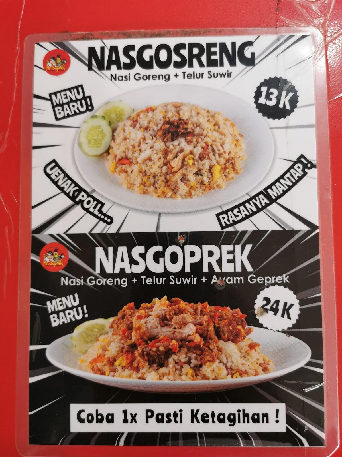 Carta del restaurante Ayam Geprek Mr Suprek Wiyung, Surabaya