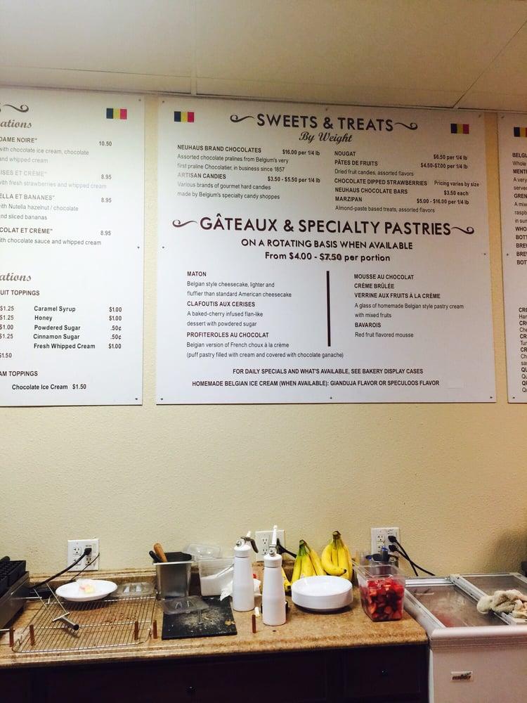 Menu at Belgian Sweets desserts, San Antonio, Huebner Rd