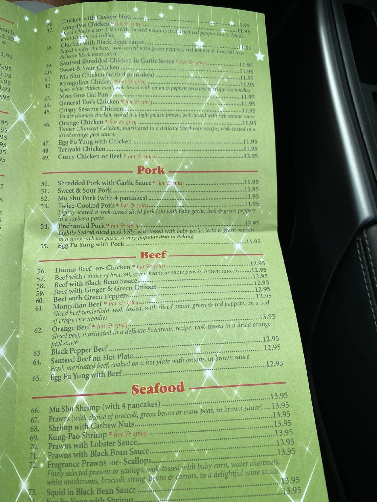 Menu at Fortune Star Chinese Restaurant, Sequim