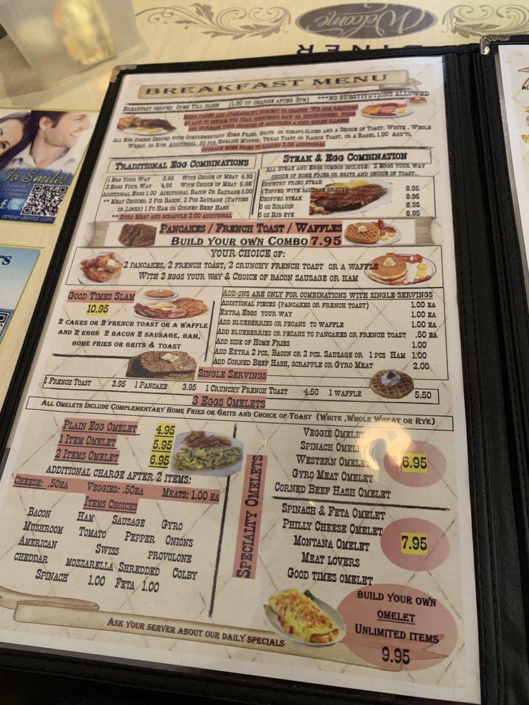 Menu at Good Times Diner restaurant, Englewood