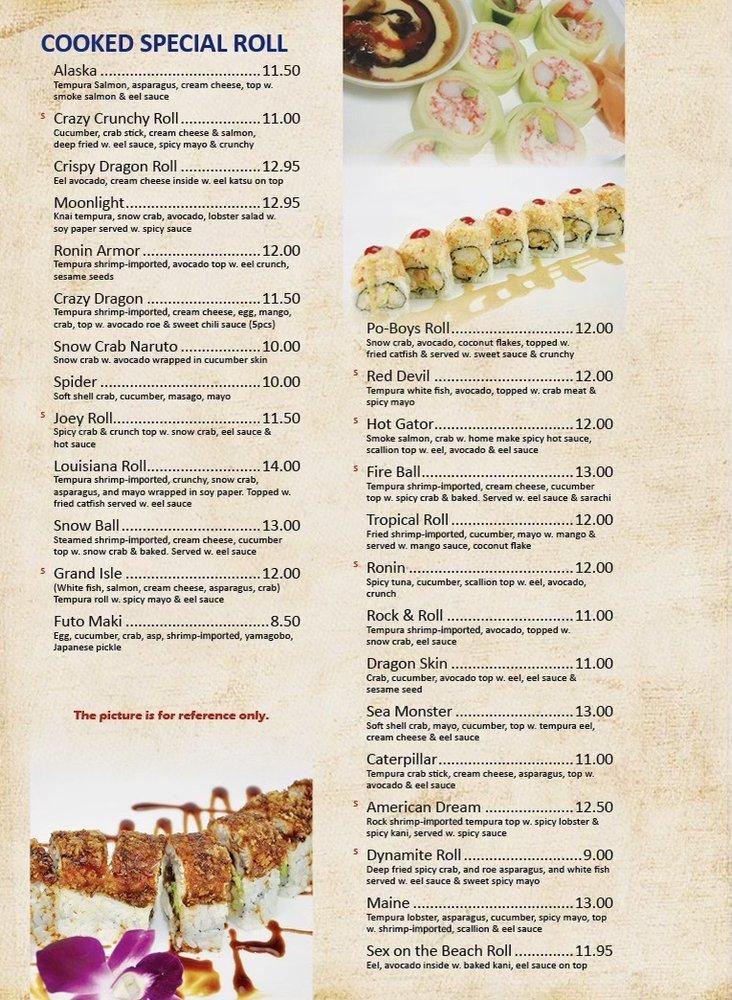 Menu at Ronin Steak & Sushi House restaurant, Ruston