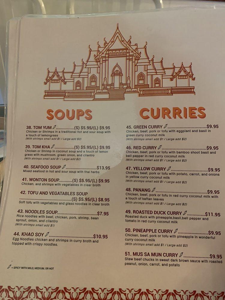 Menu at Thai Cuisine restaurant, Lompoc, 920 N I St