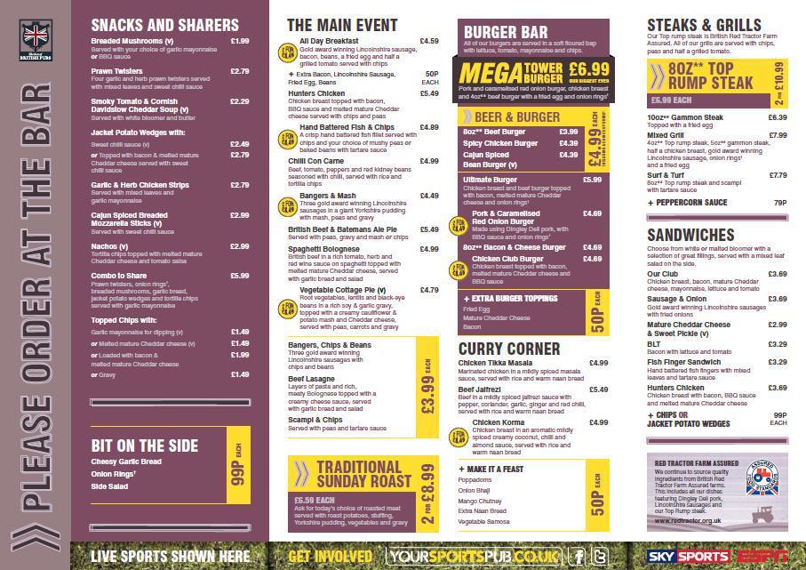 Menu at The Parsons Barn, Southend-on-Sea