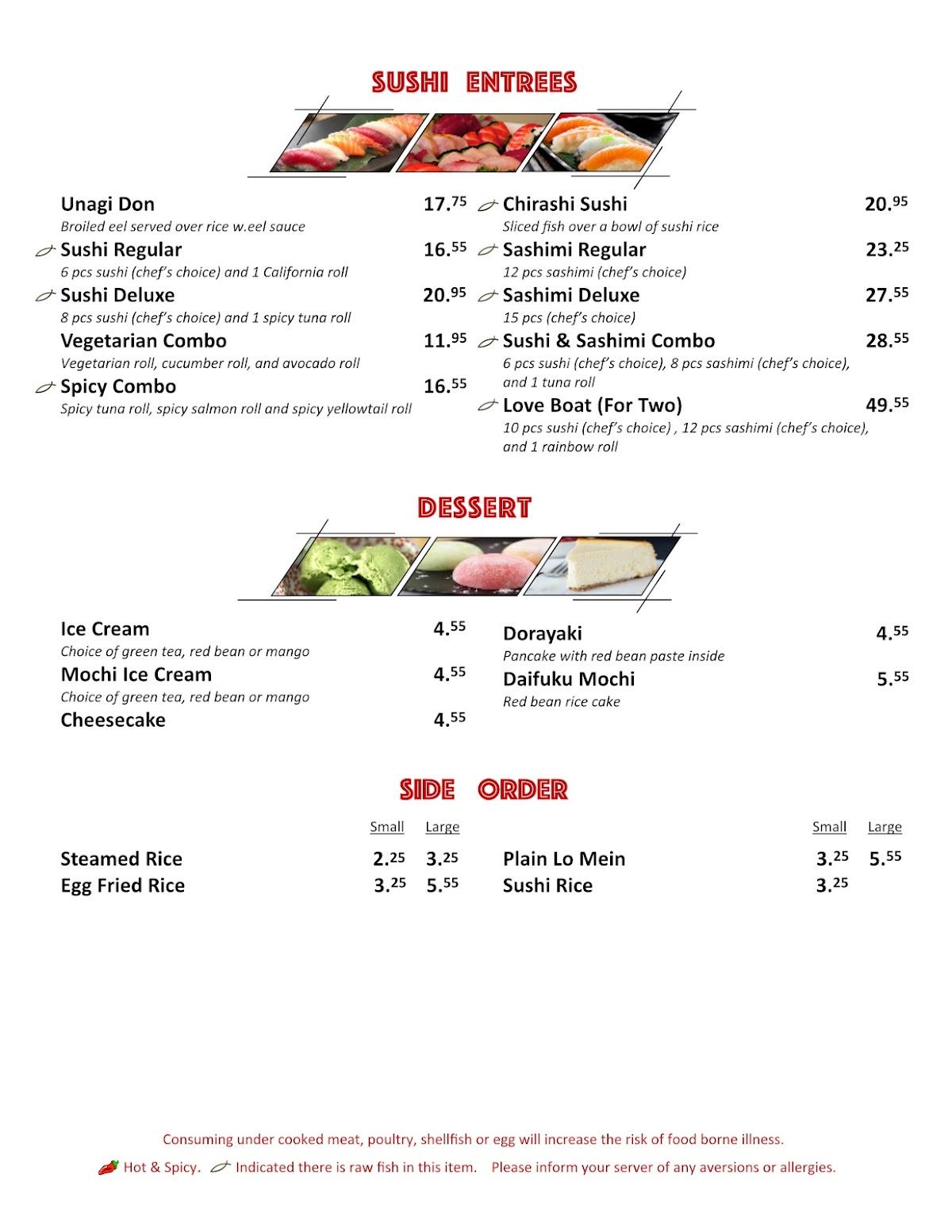 Menu at Yummy Chen's restaurant, Macomb