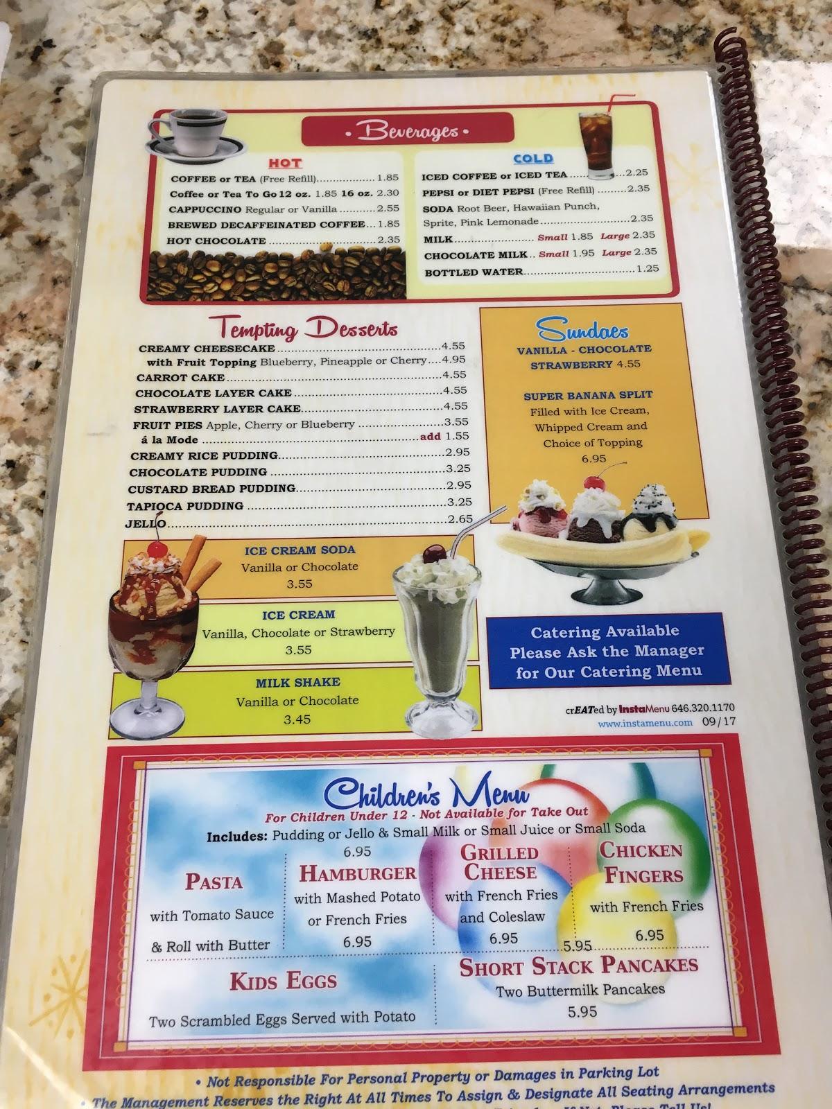 Menu at Bus Stop Diner restaurant, Carteret