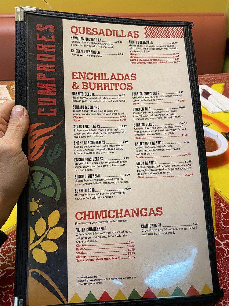 Carta del restaurante Compadres Mexican Grill, Hattiesburg, Old Hwy 11