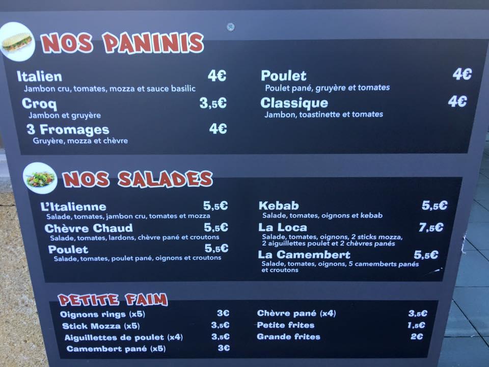 Menu at Le Sun Light fast food, La Ciotat, Résidence Aurore