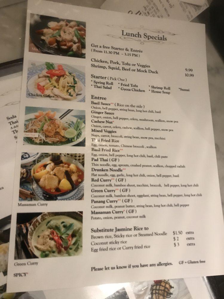 Menu at One Two Thai restaurant, New York City