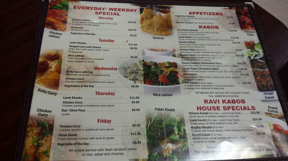 Menu at Ravi Kabob House restaurant, Arlington, 305 N Glebe Rd