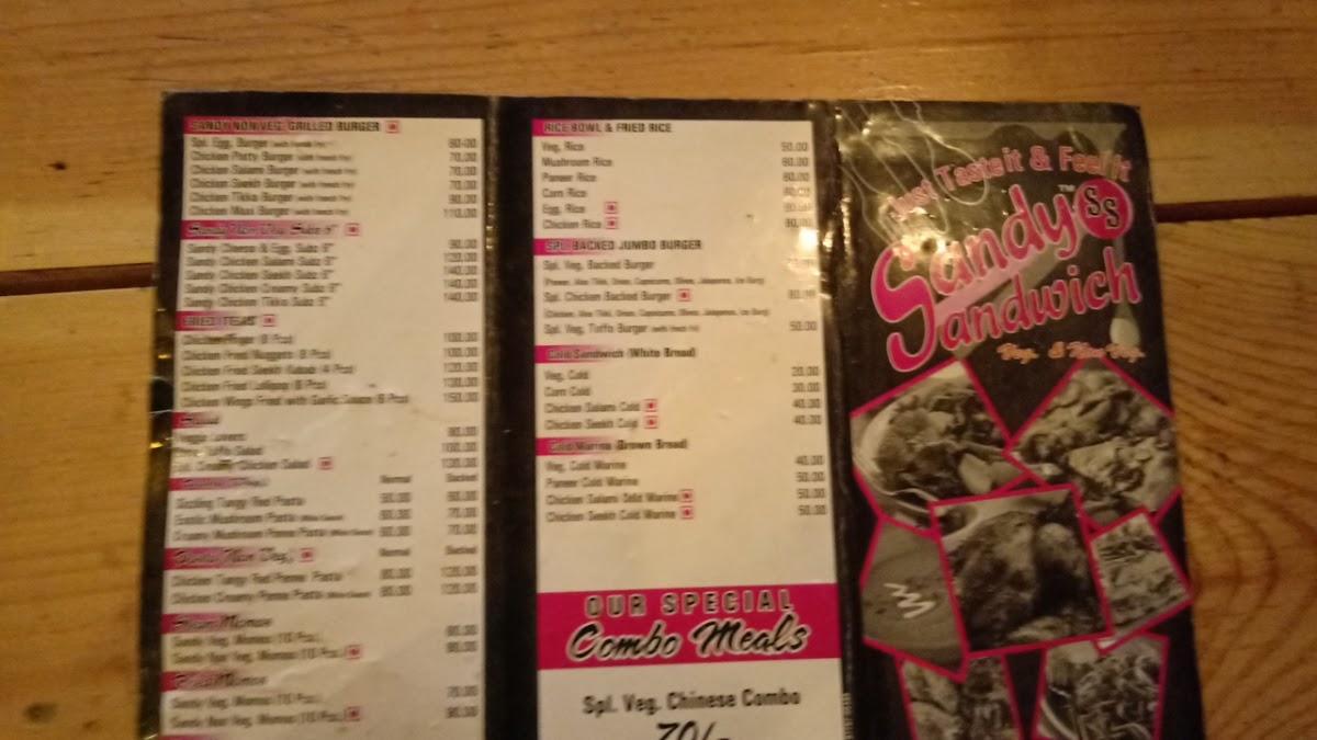 Menu at Sandy sandwich, Phagwara