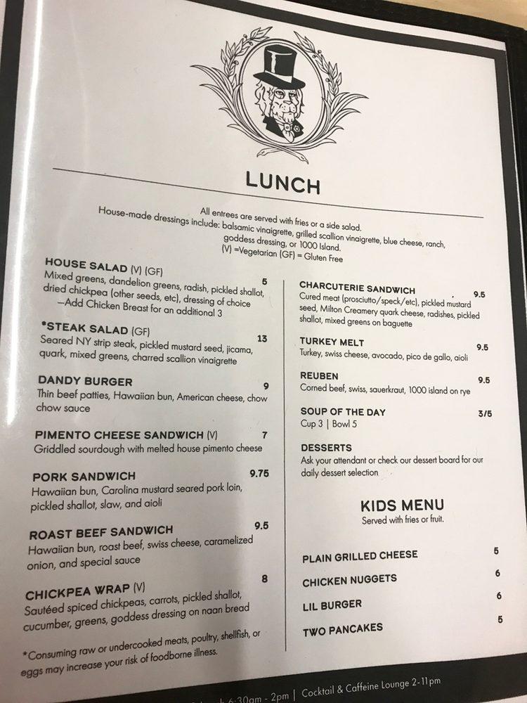 Carta del restaurante The Dandy Lion, Iowa City