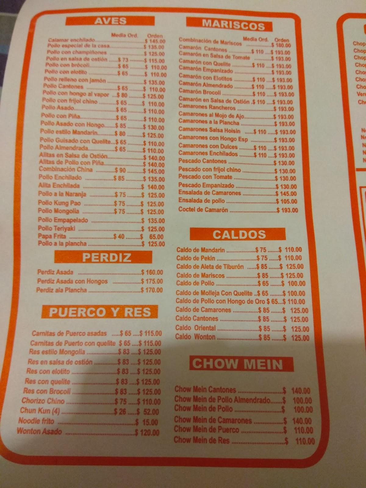 Carta de Restaurante de Comida China “Gran Ying”, Tijuana, terrazas de ...