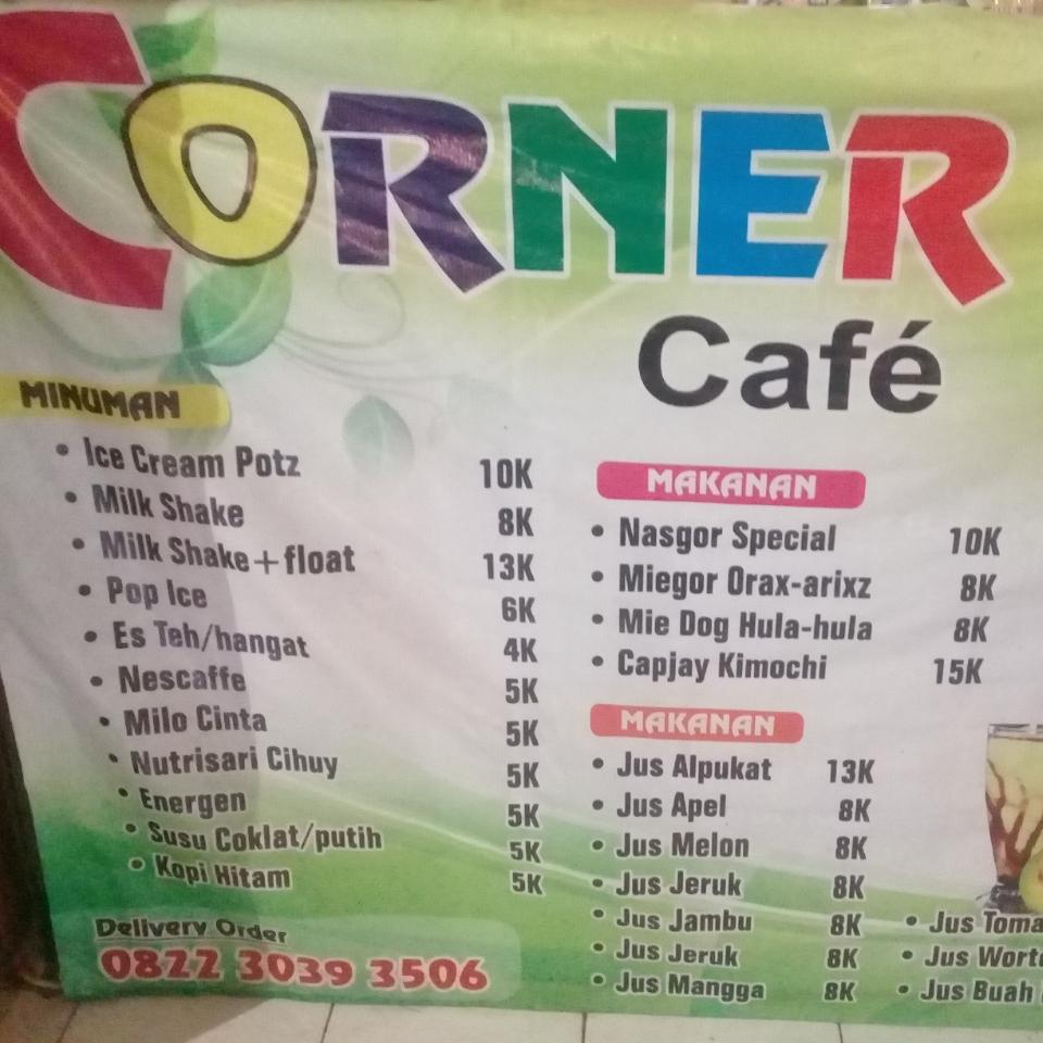 Menu at Corner Cafe, Tuban