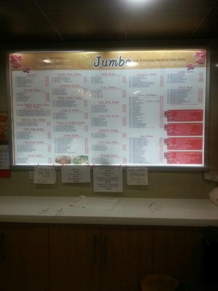 Menu at Jumbos restaurant, Cork, Unit 5 Togher Shopping Centre