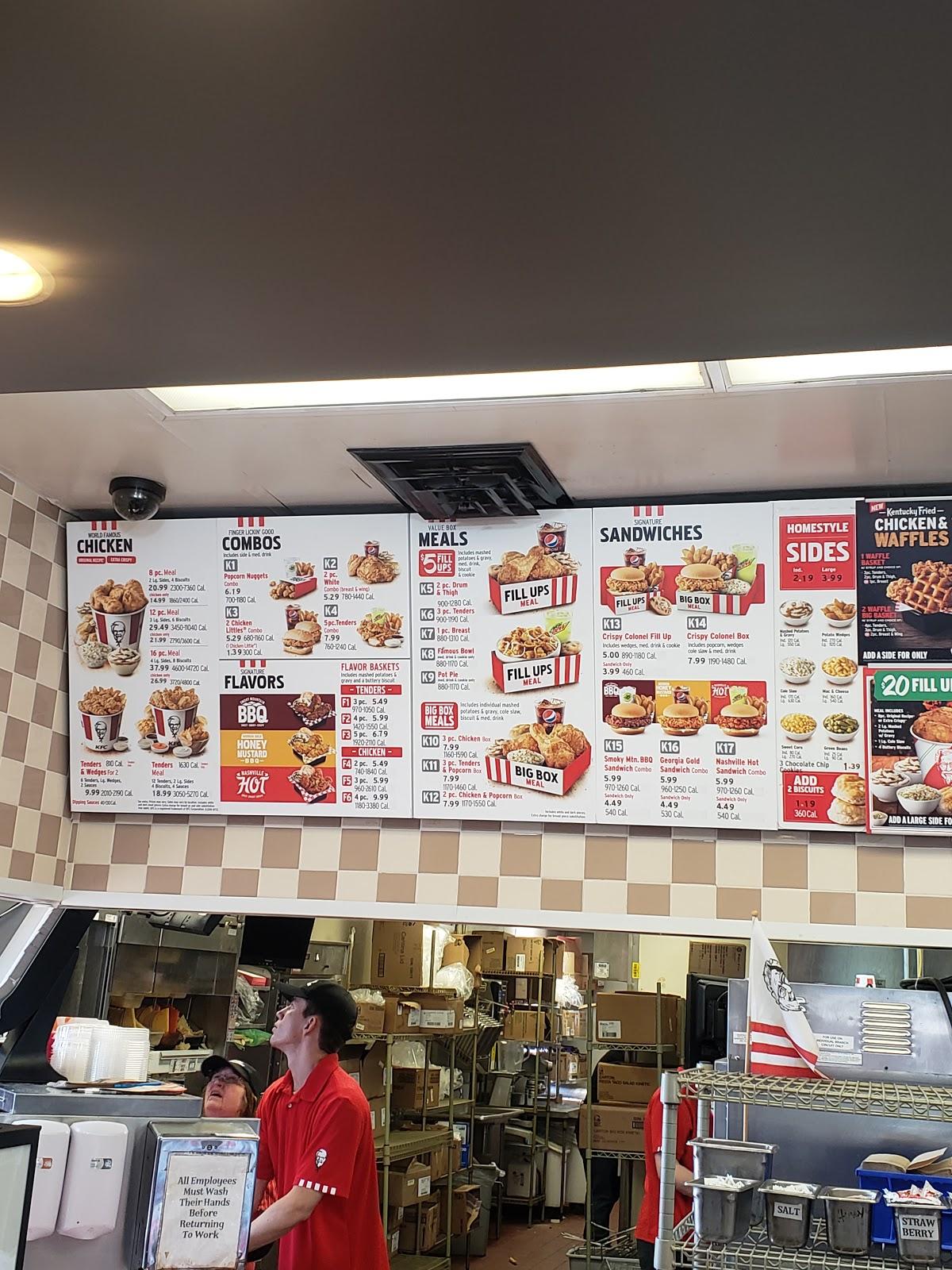 Menu at KFC fast food, Paoli