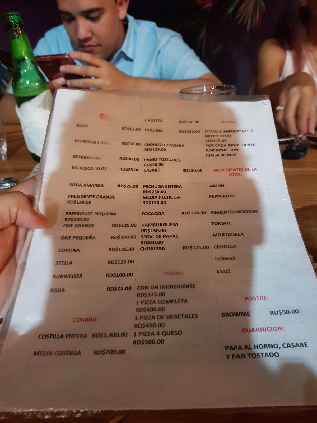 Menu at La Esquina 127 restaurant, Laguna Salada