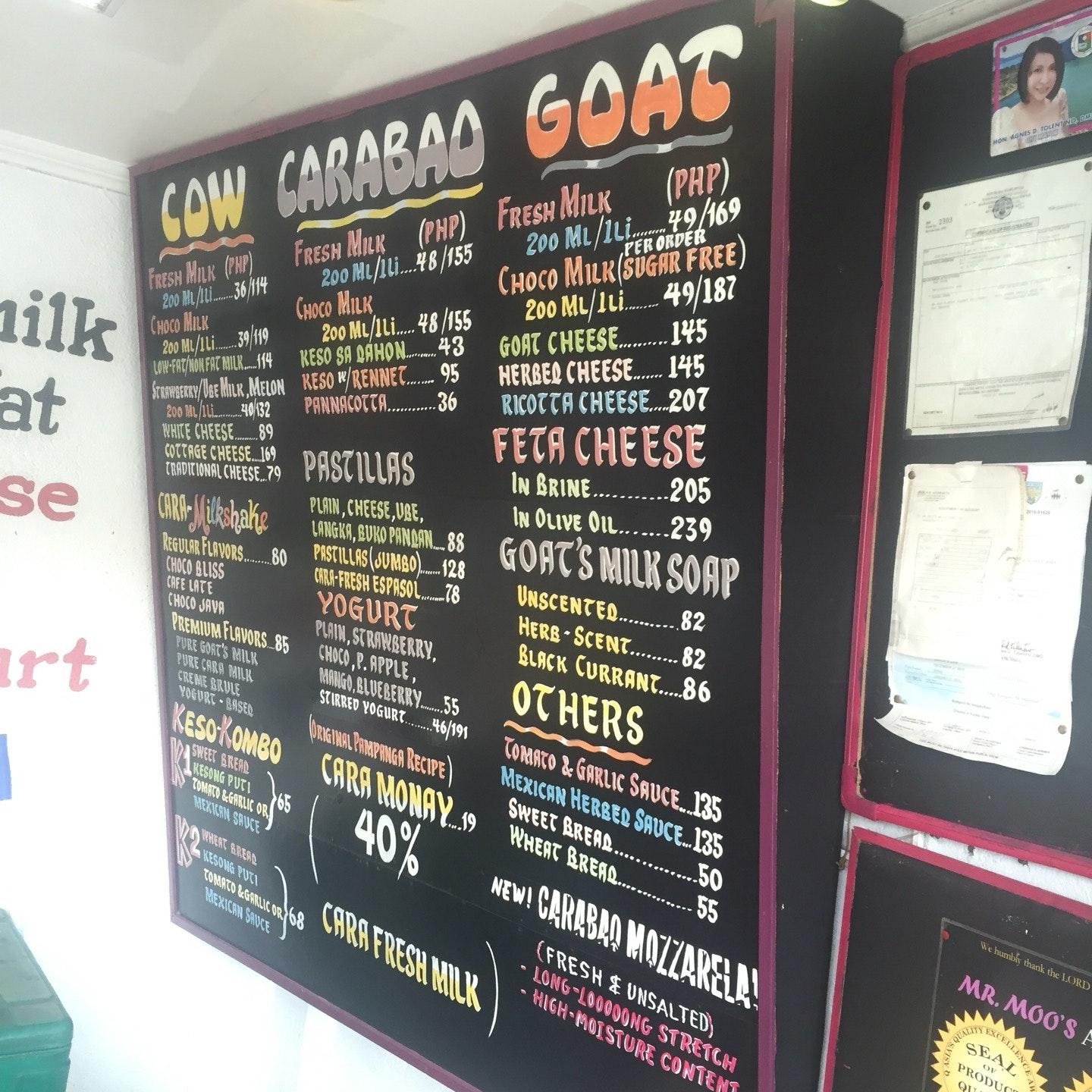 Menu at Mr. Moo's desserts, Tagaytay, 226 Santa Rosa - Tagaytay Road