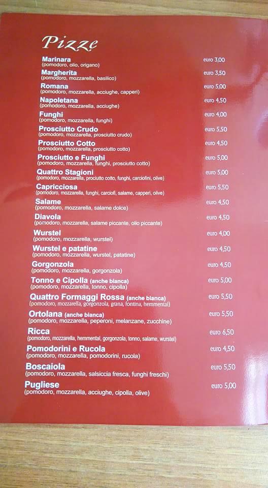 Menu at Pizzeria Da Vincenzo, Ferrandina