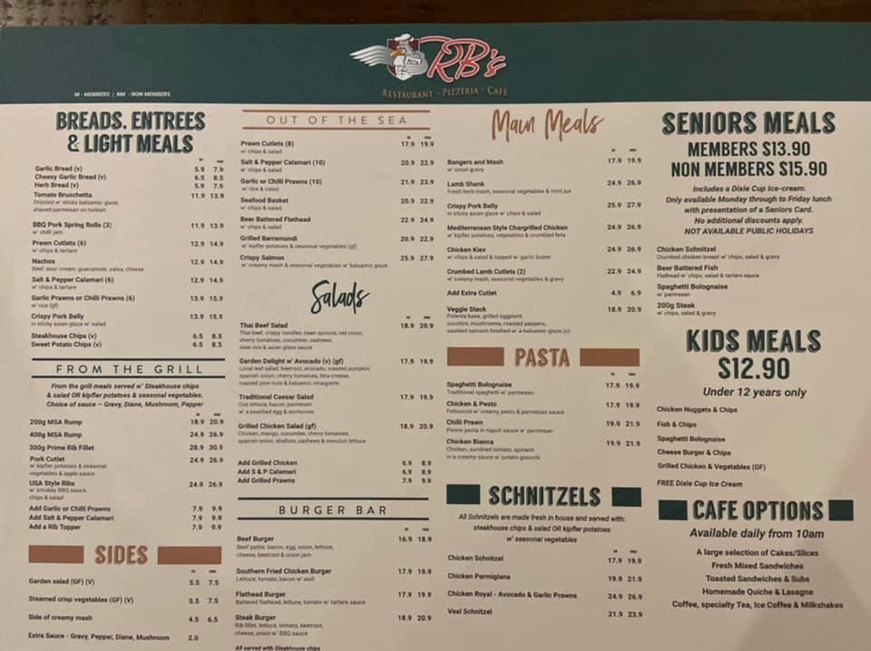 Menu at Runaway Bay Leagues Club - Restaurant, Bar & Gaming, Runaway Bay