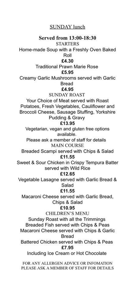 Menu at The Cottage Bar & Restaurant, Dingwall
